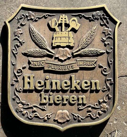 Plastic Faux-Wood German Heineken Sign - Kraft Auction Service, LLC