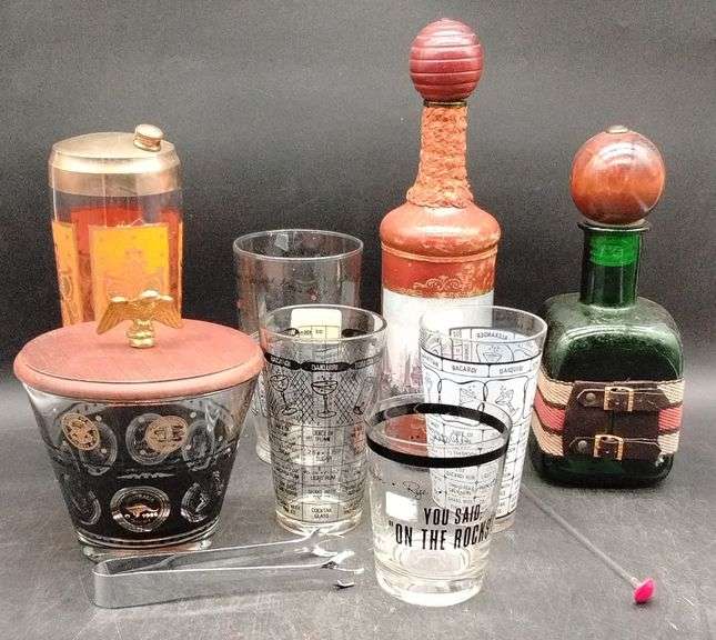 (Q) Vintage Decorative Italian Green Square Glass Decanter With Stopper ...