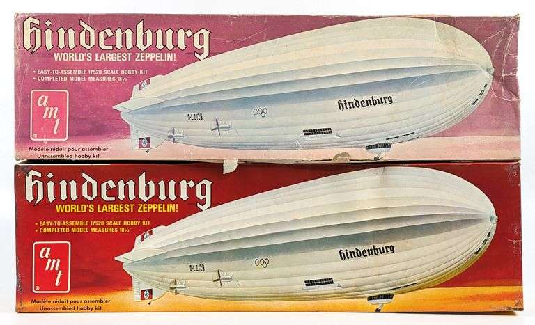 (2) AMT Hindenburg World's Largest Zeppelin Model Kits - Kraft Auction ...