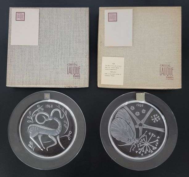 1968 & 1969 Lalique Crystal Annual Plates NIB - Kraft Auction Service, LLC