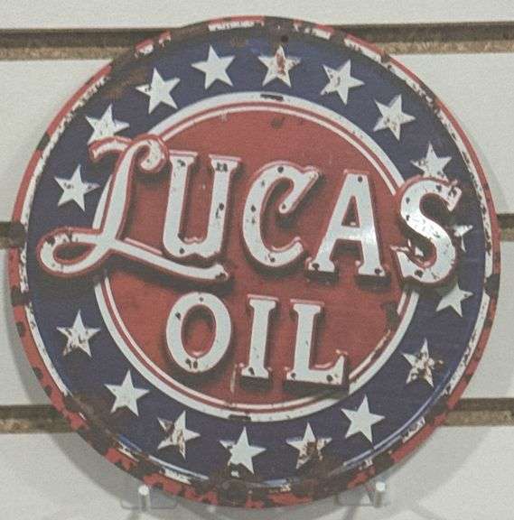 Metal Lucas Oil Advertising Sign 7 3/4” - Kraft Auction Service, LLC