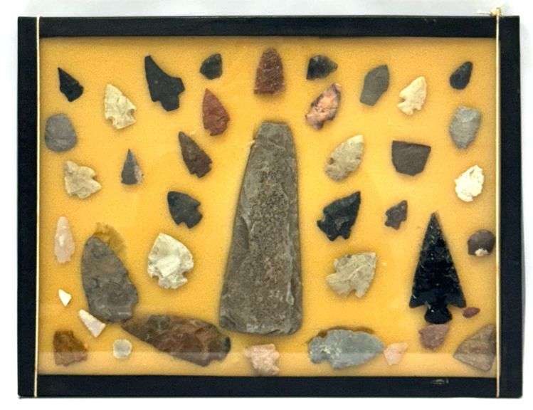 Native American Arrowhead Collection in Display - Kraft Auction Service ...