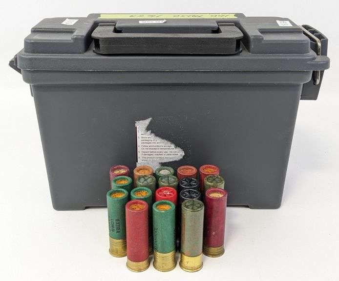 100 Rnd Loose 16 Ga Shotgun Shells w/ Ammo Can - Kraft Auction Service, LLC