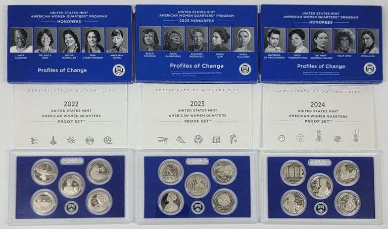 2022-2023-2024 United States Mint American Women Quarters Proof Sets ...