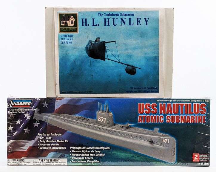 Lindberg 1/300 USS Nautilus Atomic Submarine & H.L. Hunley Confederate ...