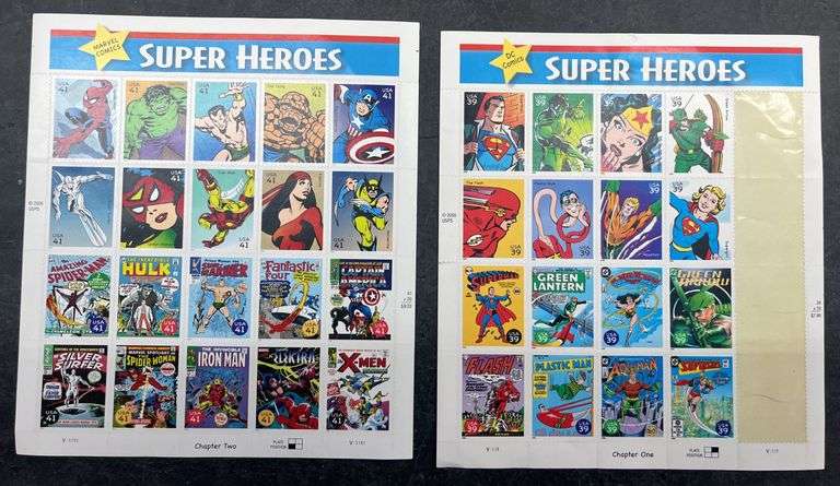 (AY) Marvel And DC Superhero Postage Stamps - Kraft Auction Service, LLC
