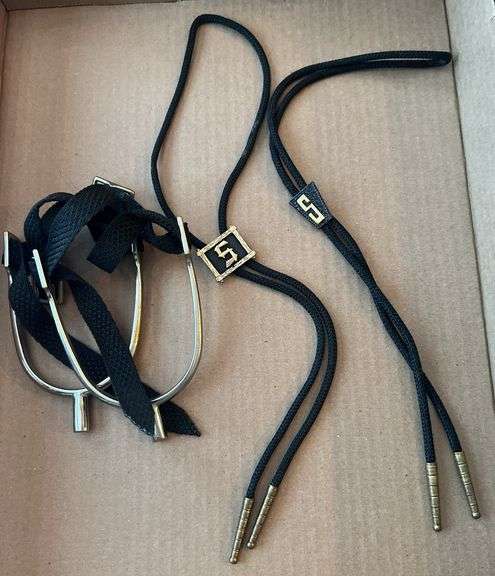 Pair Of Riding Spurs And 2 Bolo Ties Monogrammed With The Letter S ...