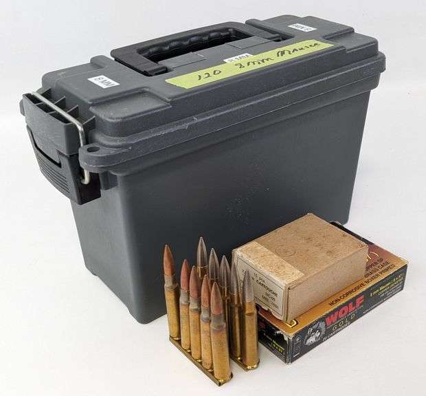 114 Rnd Surplus 8mm Mauser Cartridges w/ Ammo Can - Kraft Auction ...