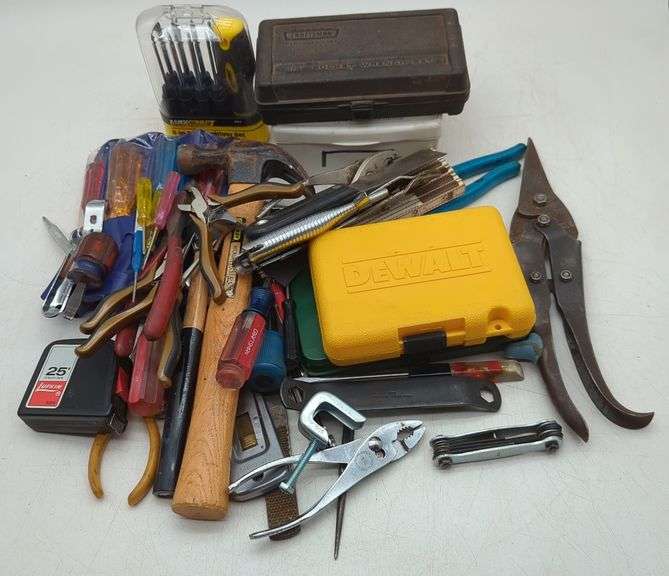 (G) Tools. Hammers, Screw Drivers, Socket Set, Tape Measure, Tin Snips ...