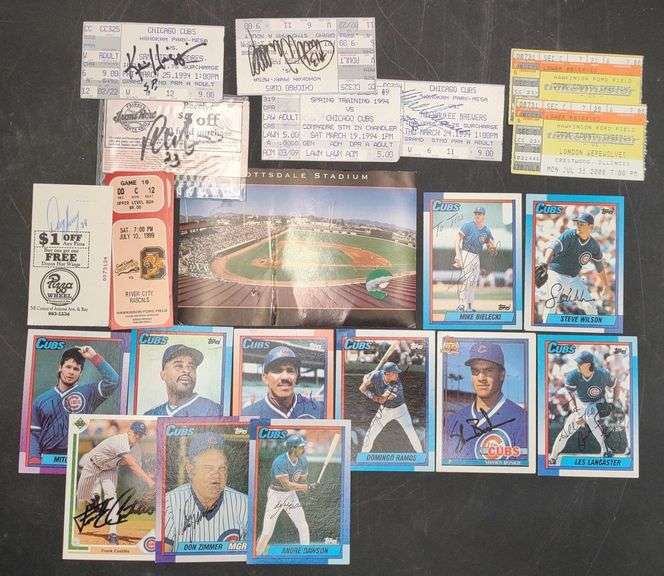 (W) Signed Baseball Playing Cards, Tickets, & Postcard - Kraft Auction ...