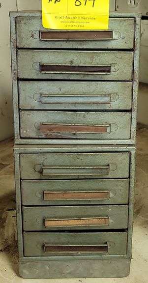 Two Small Metal Storage/Hardware Boxes With Contents Including Washers ...