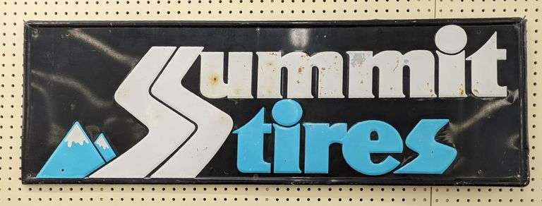 Vintage SST Summit Tires Embossed Advertising Sign - Kraft Auction ...