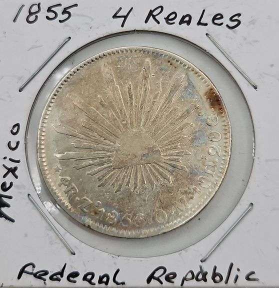 (A) Silver 1855 Mexico Federal Republic 4 Reales - Kraft Auction ...