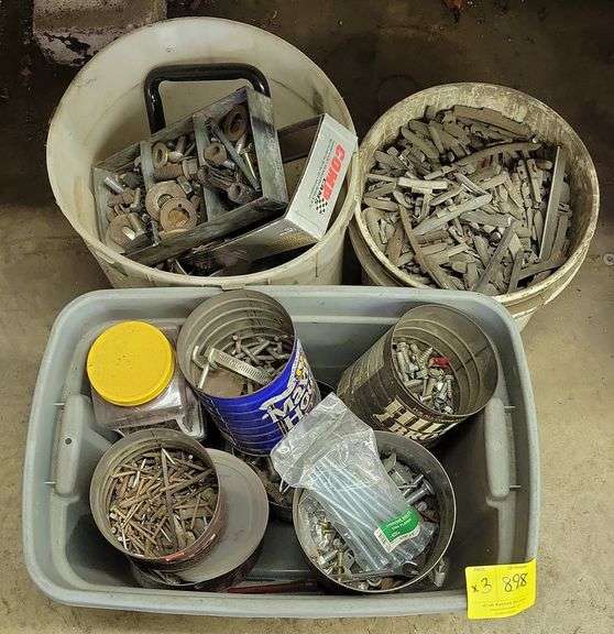 Misc Screws, Bolts, And Washers With Bucket Of Lead Ingots - Kraft ...