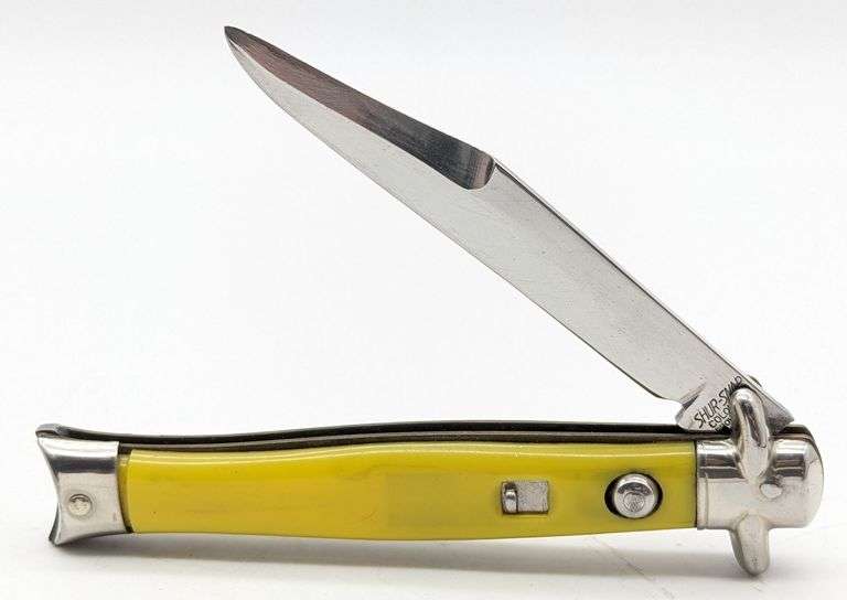 Shur-Snap Yellow Plastic Fishtail Bowtie Switchblade Knife - Kraft ...
