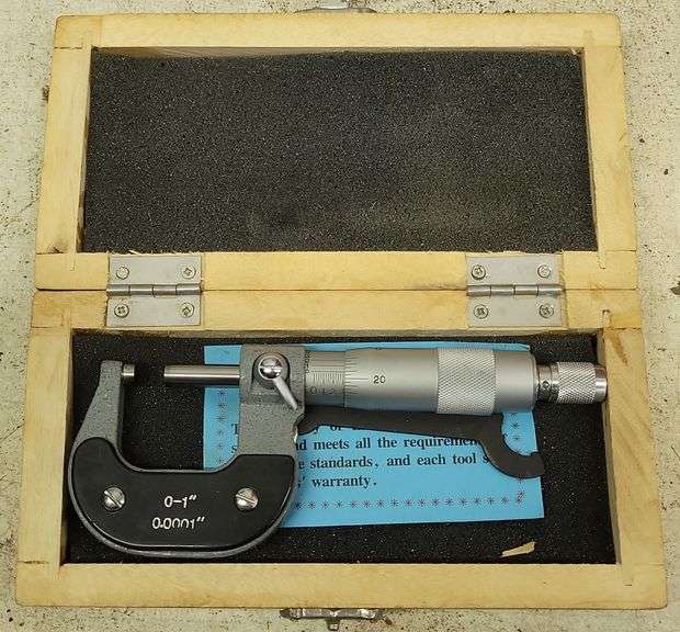 0-1" Micrometer In Protective Wooden Box - Kraft Auction Service, LLC