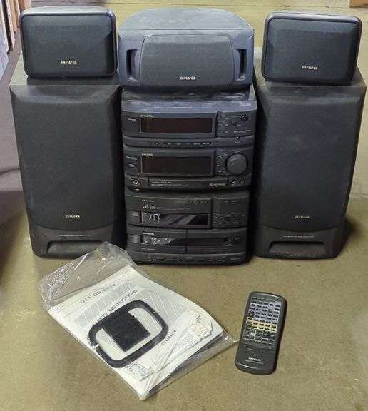 (L) Aiwa Stereo Surround System. 5 Speakers, Disc& Tape Player, Stereo ...