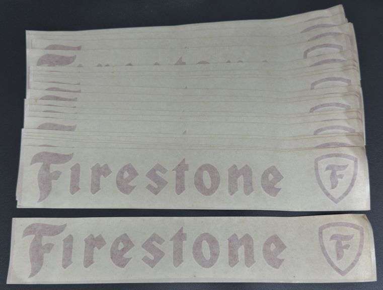 Lot Of 25 Vintage 19in Firestone Racing Decals - Kraft Auction Service, LLC