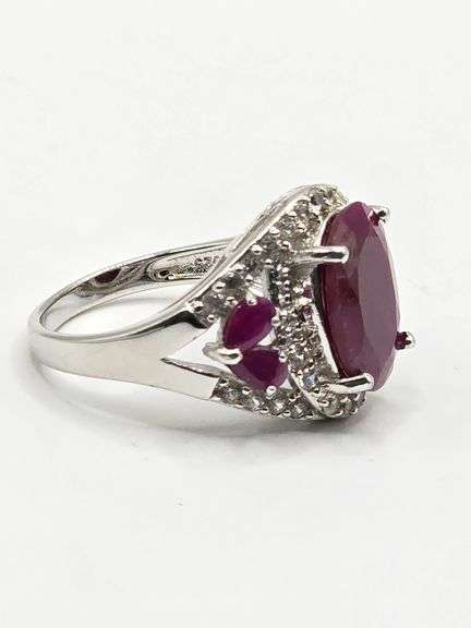 Ladies Sterling Silver 6.13 CTW Genuine Ruby Statement Ring - Kraft Auction Service, LLC