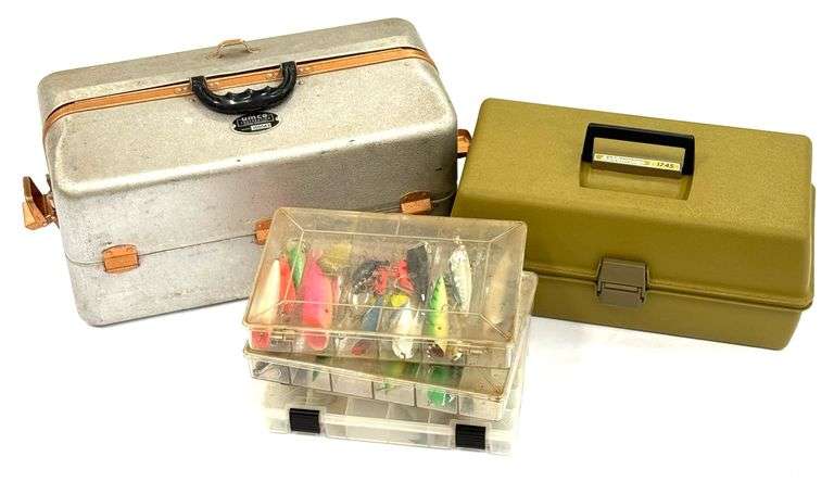 Tackle Boxes Containing Panfish & Salmon Fishing Lures - Kraft Auction ...