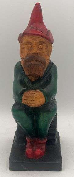 (Z) Fergus O'Farrell Hand Carved Wooden Gnome - Kraft Auction Service, LLC