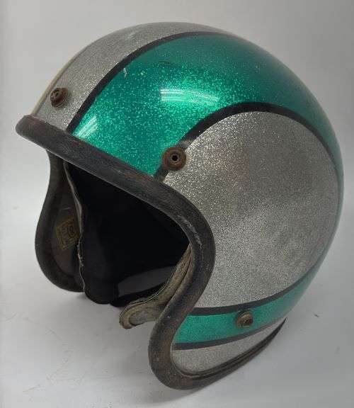 1960s Metal Flake Motorcycle Helmet - Kraft Auction Service, LLC