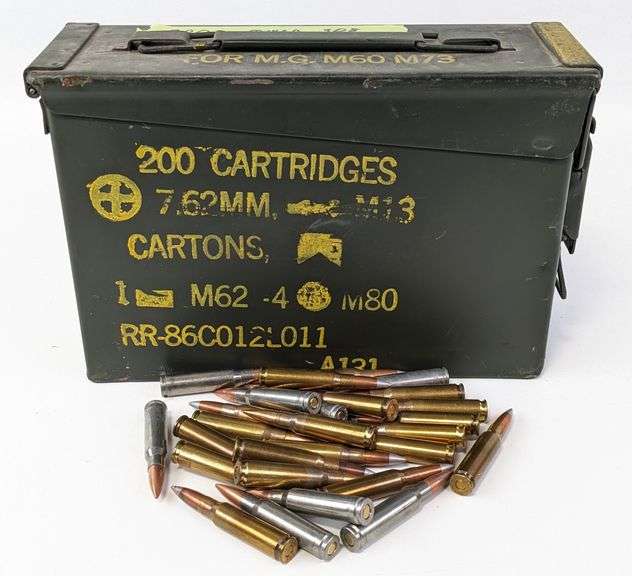 300 Rnd Loose Surplus .308 Win Cartridges w/ Ammo Can - Kraft Auction ...