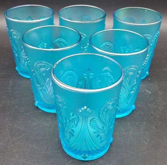 (H) 6 St. Clair Inverted Fan Blue Tumblers - Kraft Auction Service, LLC