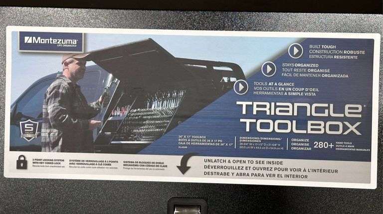 (ZZ) Montezuma Weather-Resistant Lock & Latch SAE & Metric Toolbox Triangle Toolbox With Keys ...