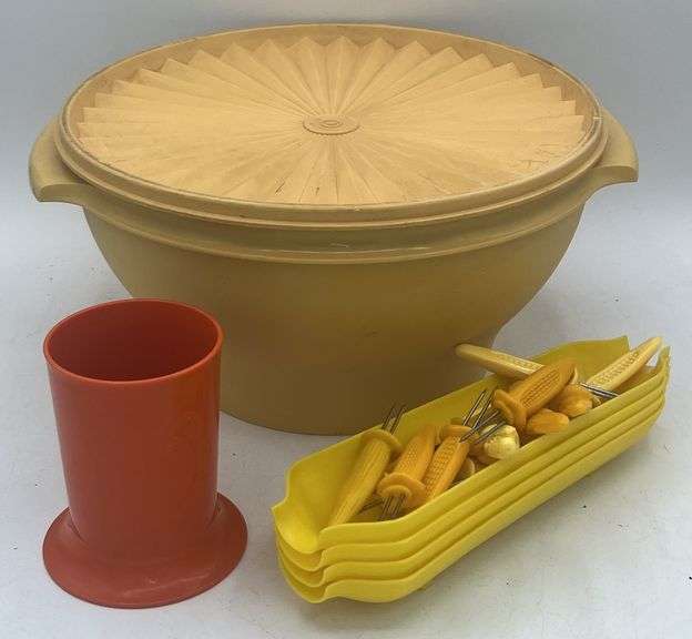 (Z) Tupperware Container, Cup, And Corn-Themed Mini Skewers - Kraft ...