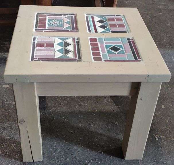 Wood Mexican Made Side Table w/ Ceramic Top - Kraft Auction Service, LLC