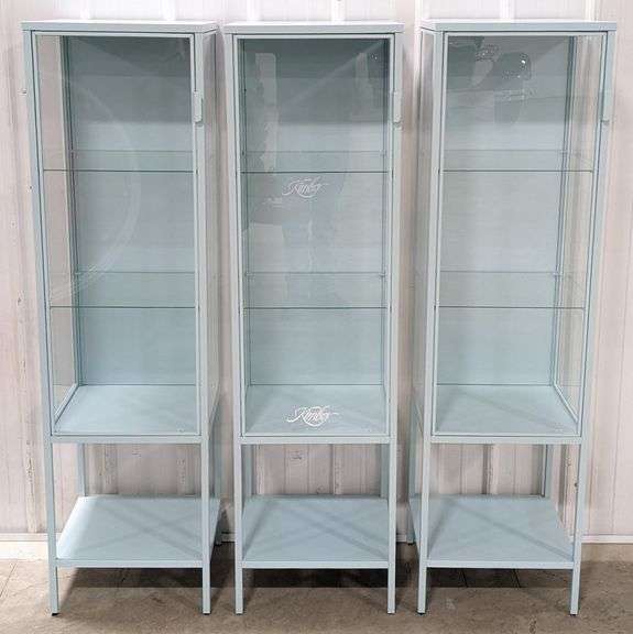 (3) Square Upright Glass Display Cases - Kraft Auction Service, LLC