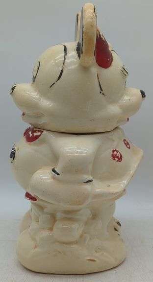 (K) Vtg Turnabout Ceramic Cookie Jar. Mickey Mouse one side Minnie ...