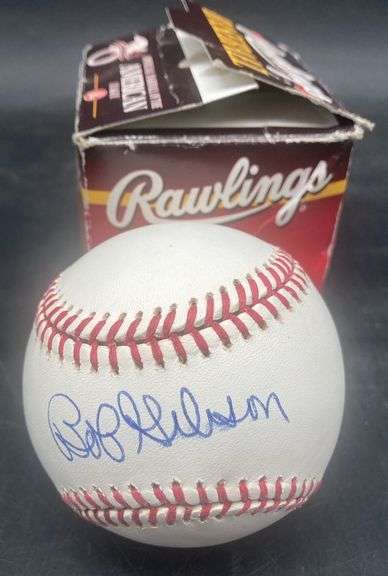 (F) Bob Gibson signed baseball not authenticated - Kraft Auction ...