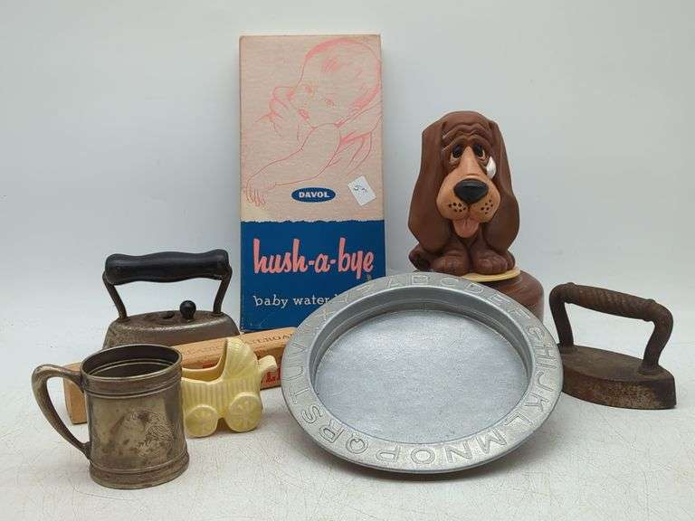 (XY) Baby Decor Items. Davol Baby Water Bottle, Stevens & Curtis Silver ...