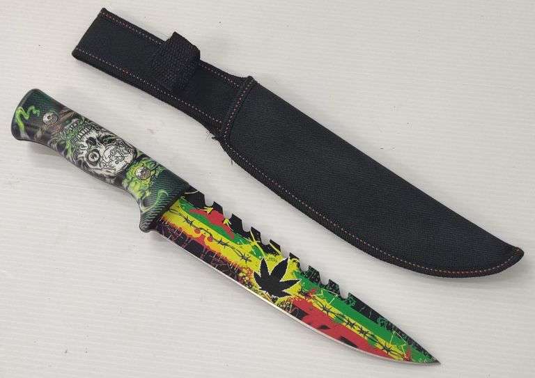 (AS) Snake Eye Tactical Survival Rambo Full Tang Marijuana Leaf Fixed ...