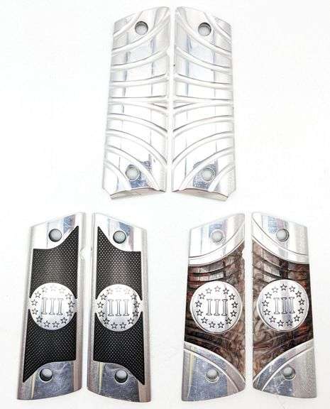 (3) Custom Bright Milled Aluminum 1911 Full Size Grips - Kraft Auction ...
