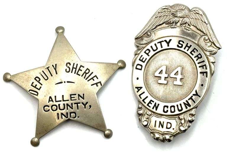 (2) Obsolete Allen County Indiana Deputy Sheriff Badges - Kraft Auction ...