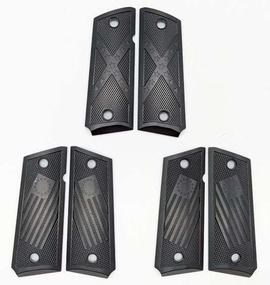 (3) Custom Milled Black Aluminum 1911 Compact Grips - Kraft Auction ...