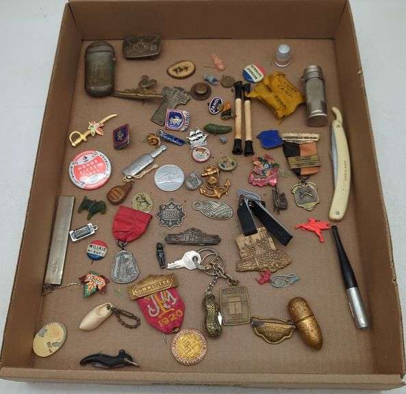 (KC) Vtg Lapel Pins, Honor Badges, Knives, Thimbles, Key Chains and ...