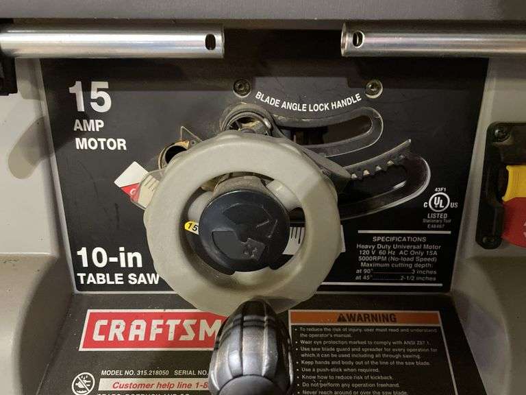 (Q) Craftsman 10” Table Saw Model 315.218050 - Kraft Auction Service, LLC