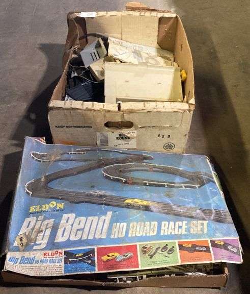 (OP) Slot Cars & Tracks Including Eldon Big Bend HO Road Race Set ...