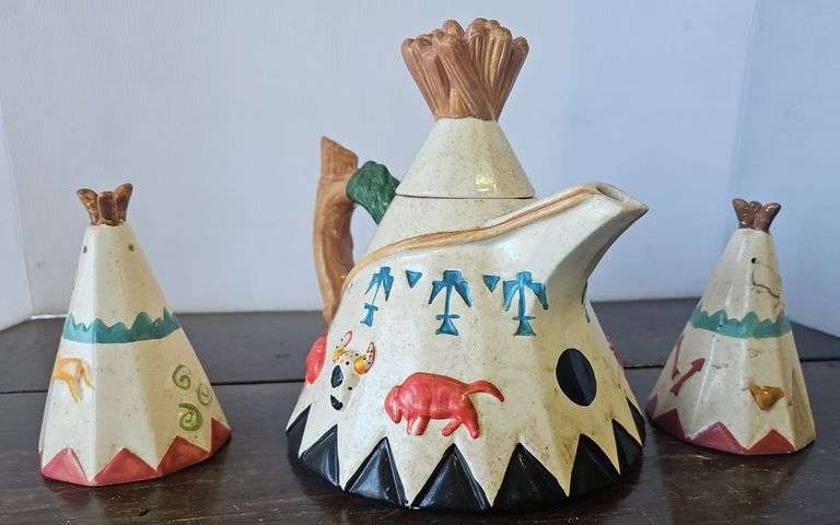 Native American Ceramic Teapot and Teepee's. - Kraft Auction Service, LLC