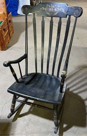 (X) Vintage Black Rocking Chair 42” - Kraft Auction Service, LLC