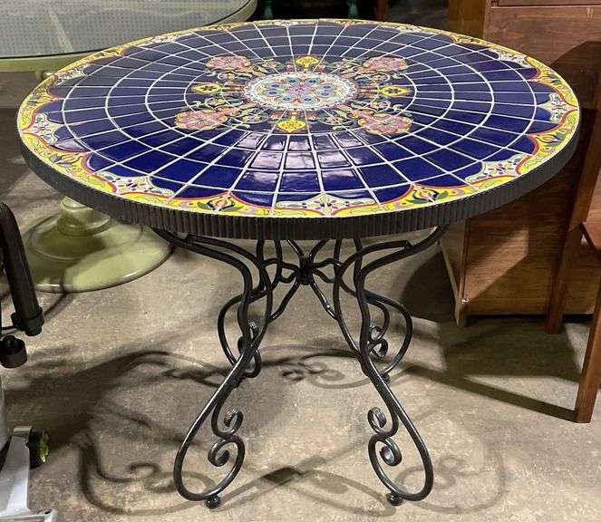 (L) Pier 1 Mosaic Blue Table Diameter 36” Height 30 1/2” - Kraft ...