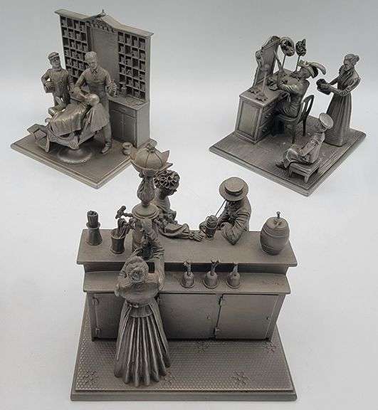 (3) Franklin Mint "Main Street America" Pewter Figurines - Kraft ...