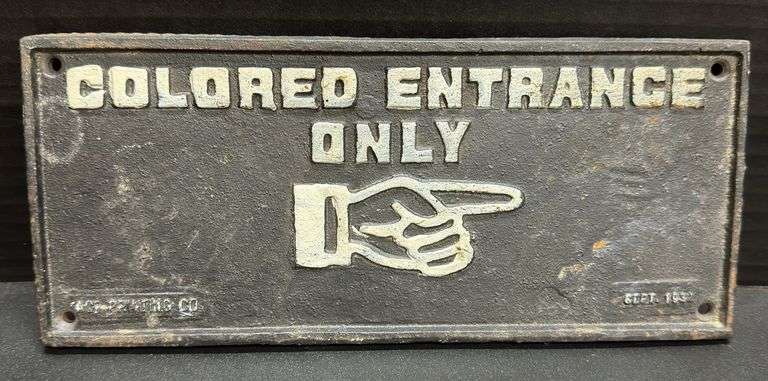 (AR) Black Americana Segregation Sign. - Kraft Auction Service, LLC