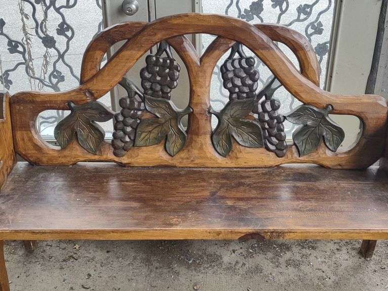 Painted Hand Carved Mexican Made Bench - Kraft Auction Service, LLC
