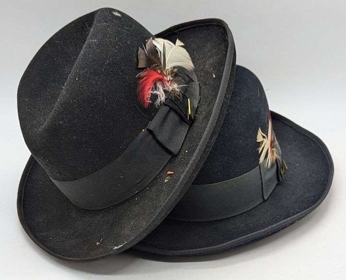 (DD) Dobbs Black and Navy, wool felt fedoras (sizes 59 7 3/8", and 58 7 1/4"). - Kraft Auction ...