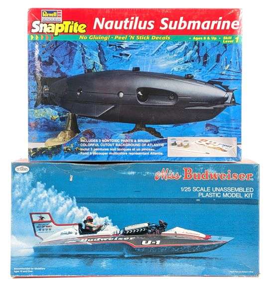 Testors Miss Budweiser Speed Boat & Revell Nautilus Submarine Model ...